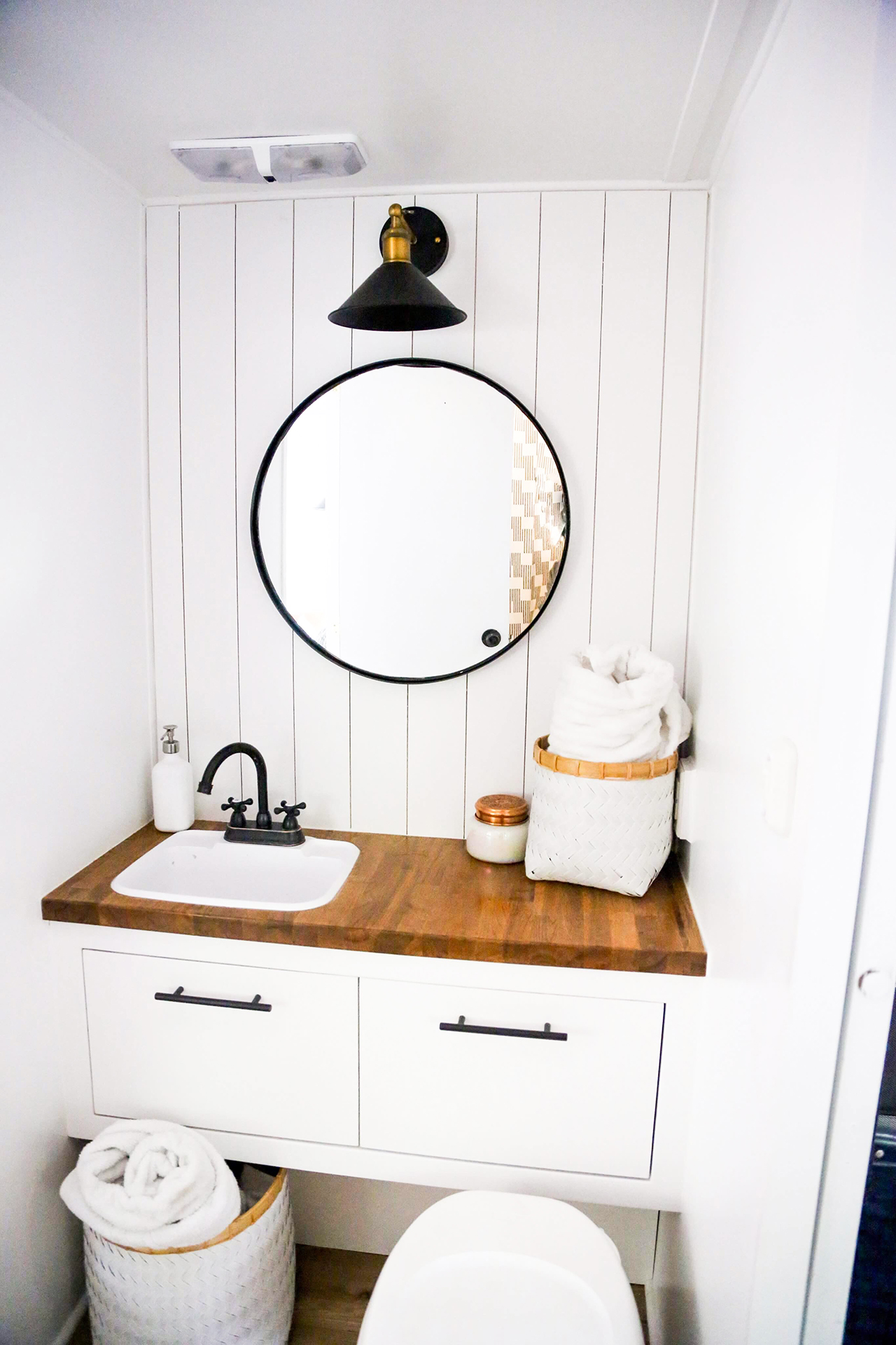 Modern rustic travel trailer renovation by @joineryanddesignco