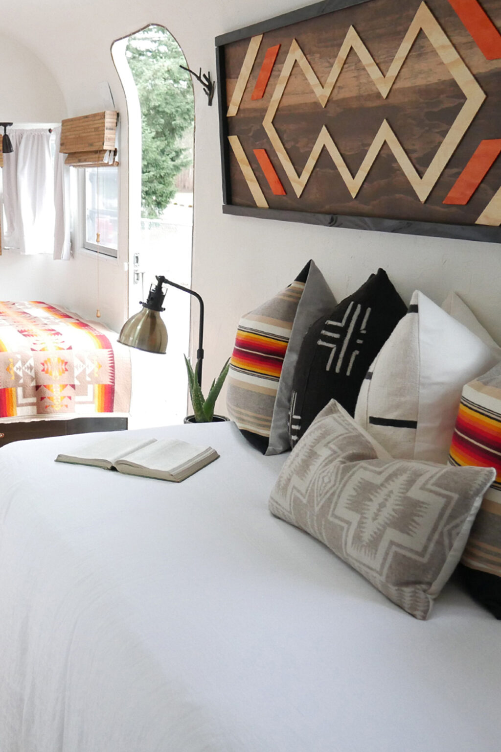 This vintage trailer remodel was inspired by a Pendleton blanket