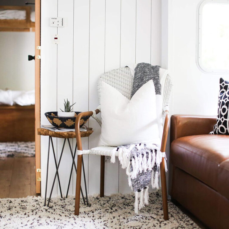 Modern rustic travel trailer renovation by @joineryanddesignco