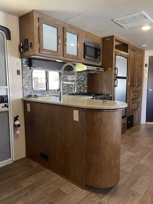Modern Travel Trailer renovated by @rvingdogsandwine
