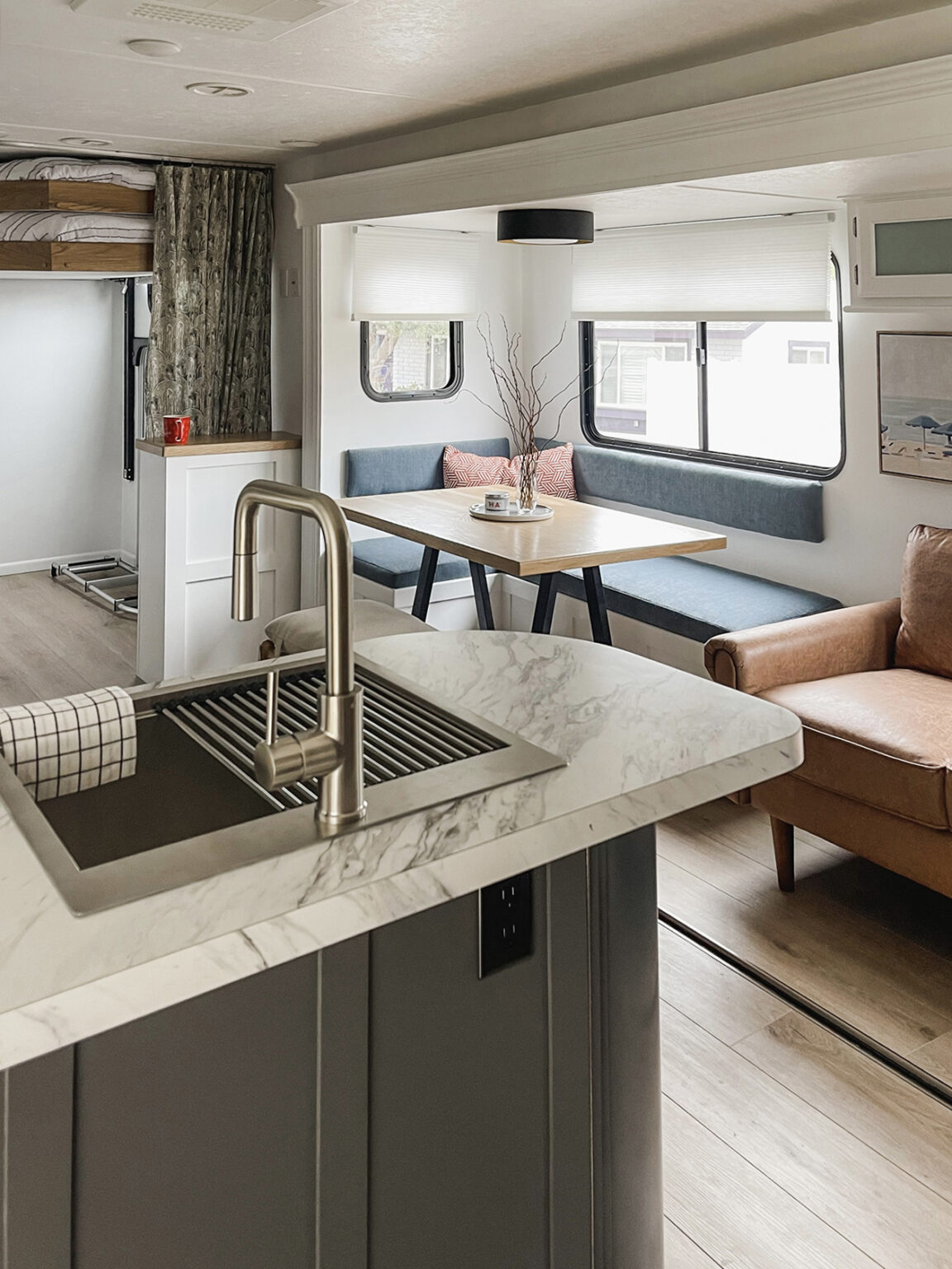 Modern Travel Trailer renovated by @rvingdogsandwine