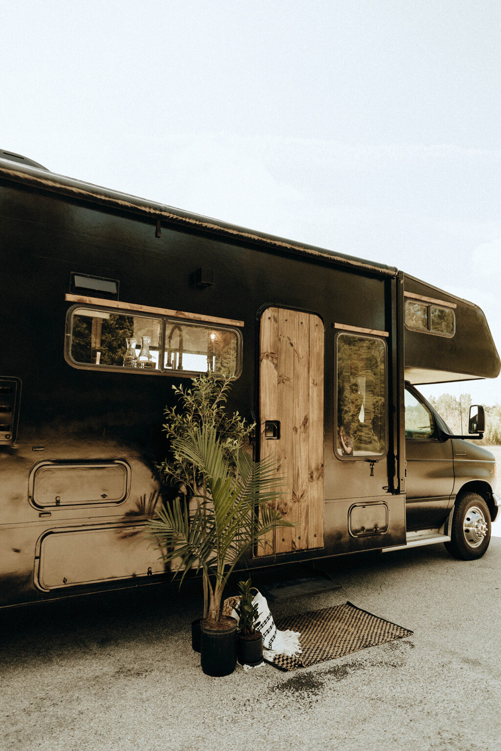 This moody RV interior includes a preserved moss wall