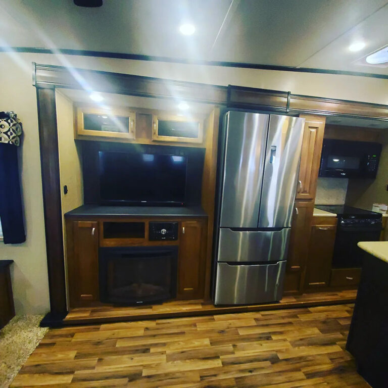 A pink velvet couch was the inspiration for this RV renovation