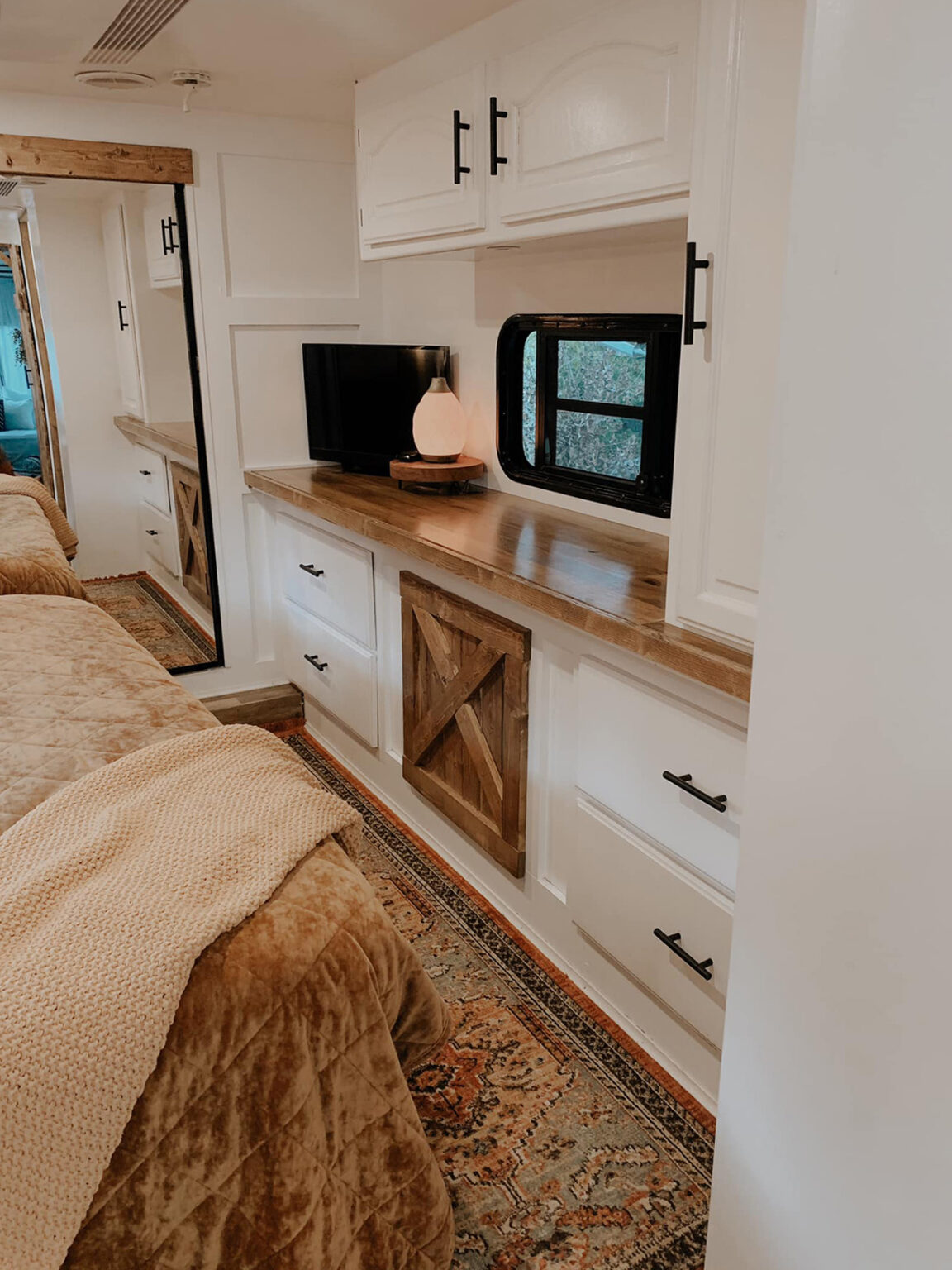 This family is spending the holidays in their cozy Christmas camper
